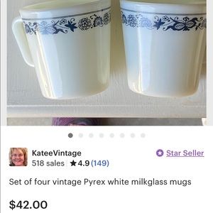 Pyrex | Dining | Vintage Set Of 4 Pyrex Milk Glass Coffee Cups | Poshmark